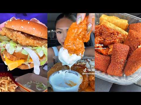 Asmr EATING 🍔| 59 | wingstop, Big mac, tacobell, Buldak ramen Carbonara, korean corndogs 🥰 and more!