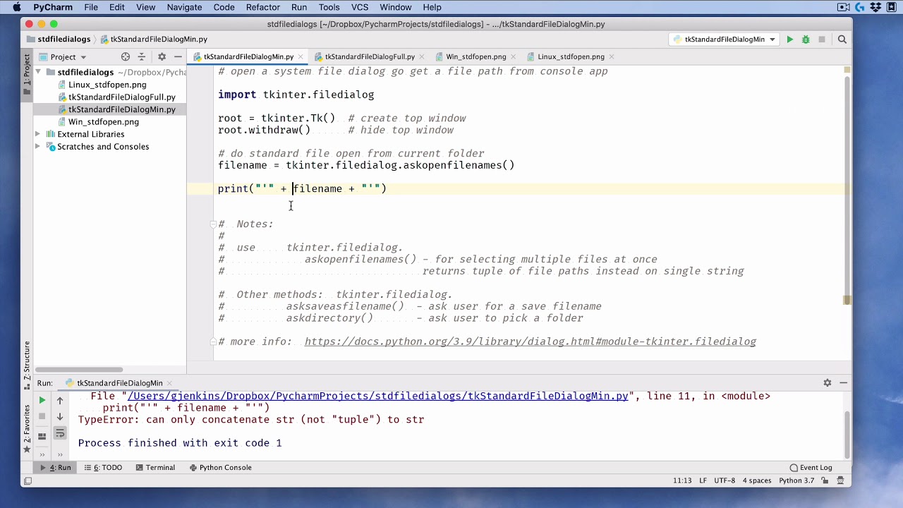 10 Min Tutorials:  on Opening a File Dialog Box from Python for file Save or Open