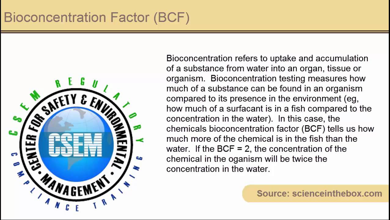 definition - bioconcentration factor (BCF)