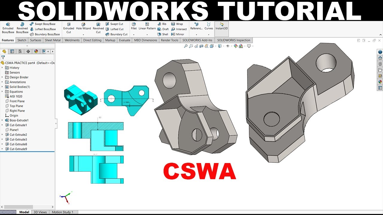 Solidworks tutorial CSWA Practice Sample Exam PART4