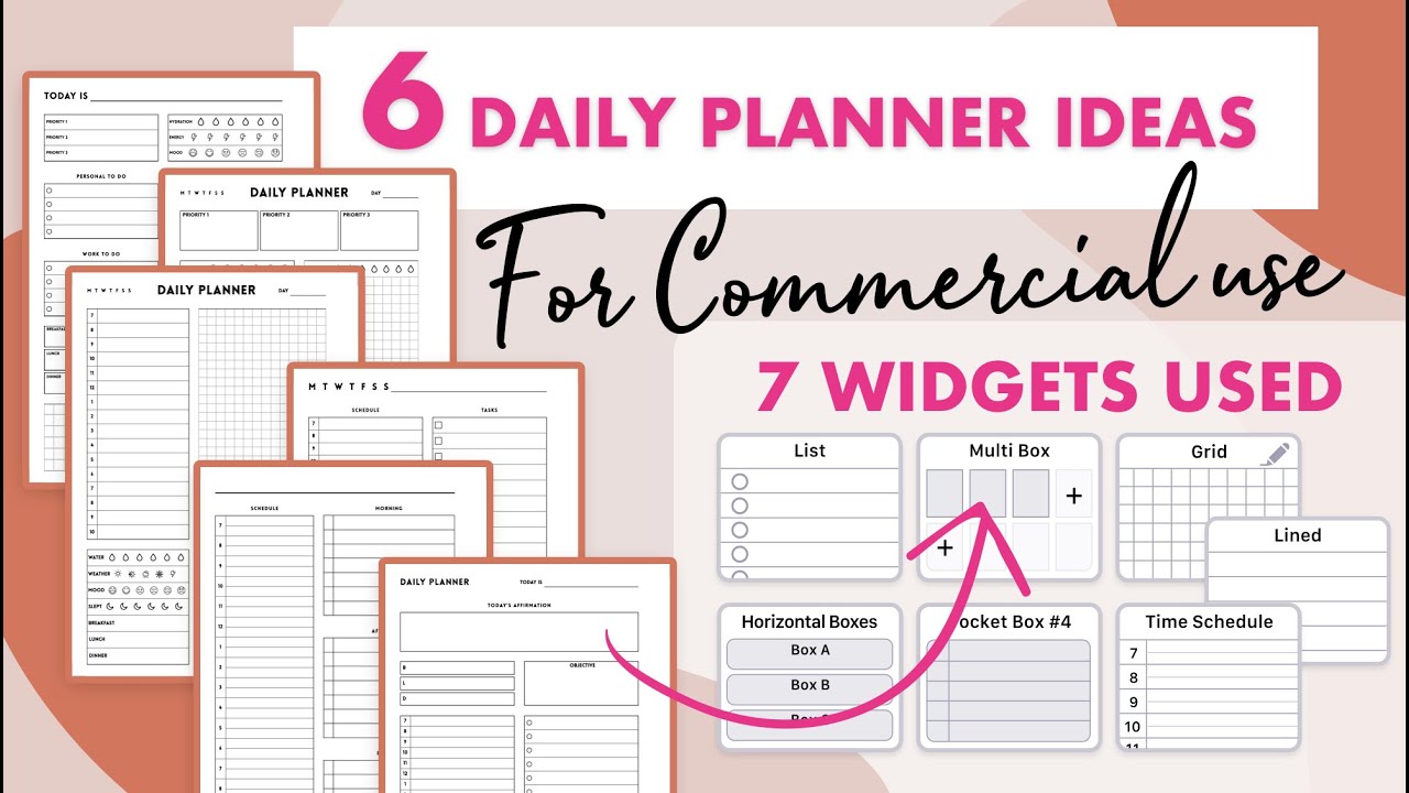 6 Daily Planner Templates for Commercial Use + Planner Tutorial (skip to 4 min)