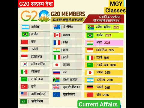 🔥G20 MEMBERS : 2023 तक, समूह में 21 सदस्य हैं #g20summit2023 #g20 #mgyclasses #delhi