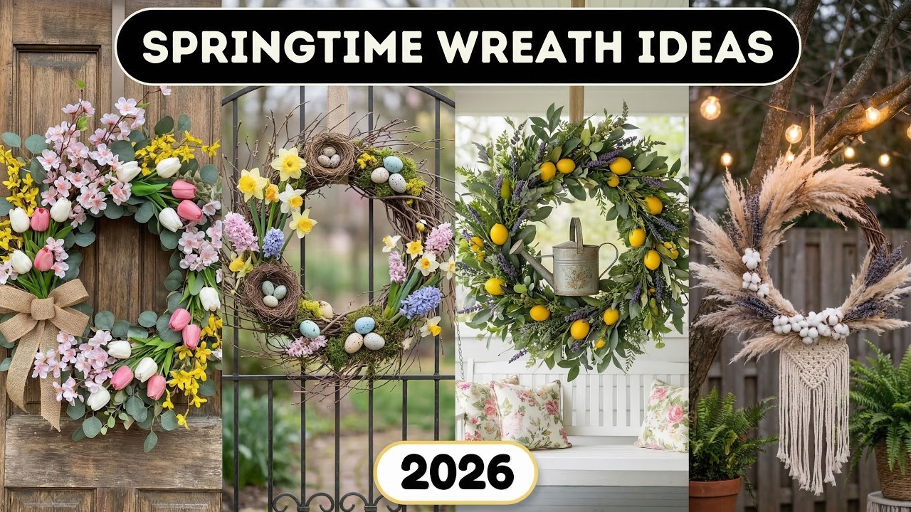 Charming! 🌷 Springtime Wreath Ideas 2026 with DIY Floral Front Door Wreath Decor & Easy Style
