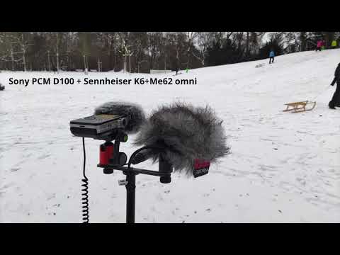 sony pcm d100 external microphone comparison test (Sennheiser K6 Me66 & Me62)