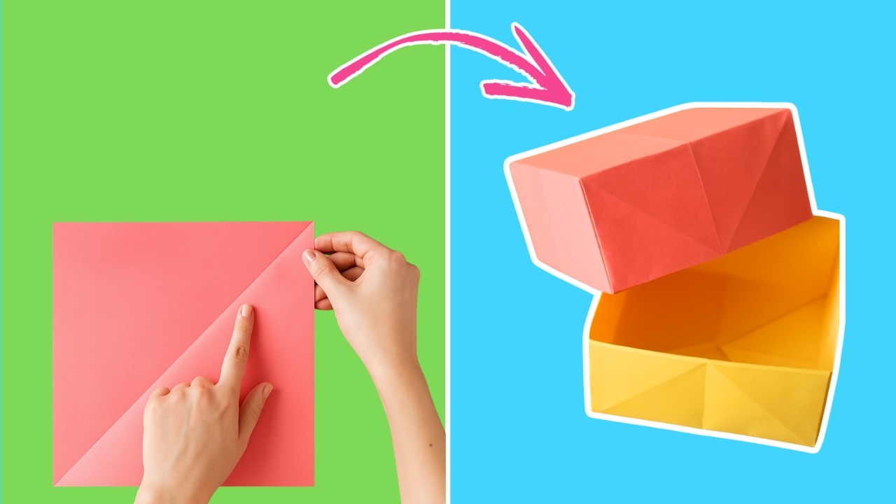 How to Make a 2 Piece Origami Box 🎁 | Easy DIY Gift or Storage Idea!