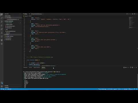 Node.JS readme generator instructions