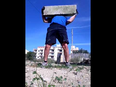 LIFTING A VERY AWKARD LIMESTONE BLOCK TO CHEST 15 11 14