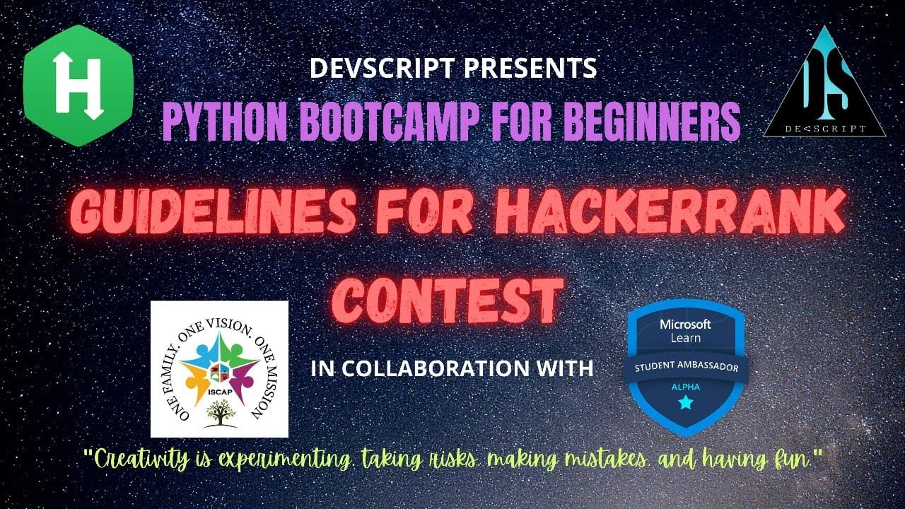 Python BootCamp || Guidelines for HackerRank Contest || DevScript