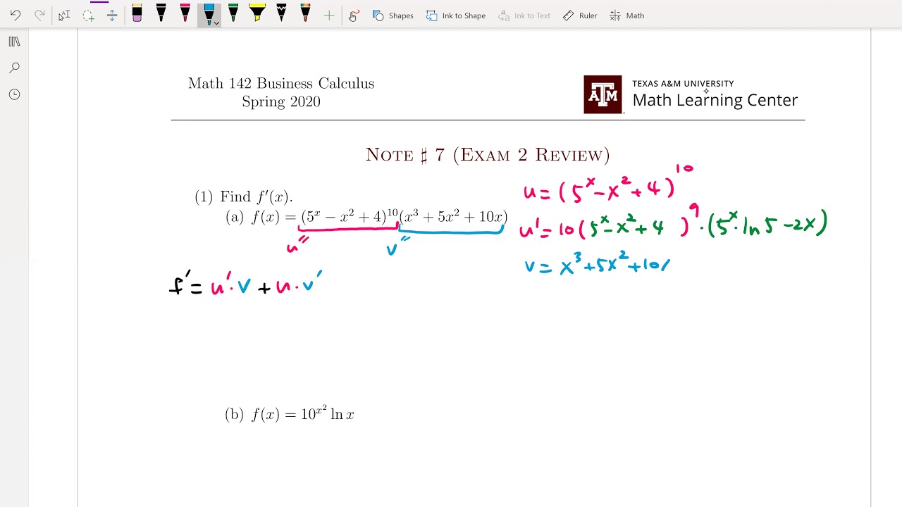Math142 Exam2 Review #1-a