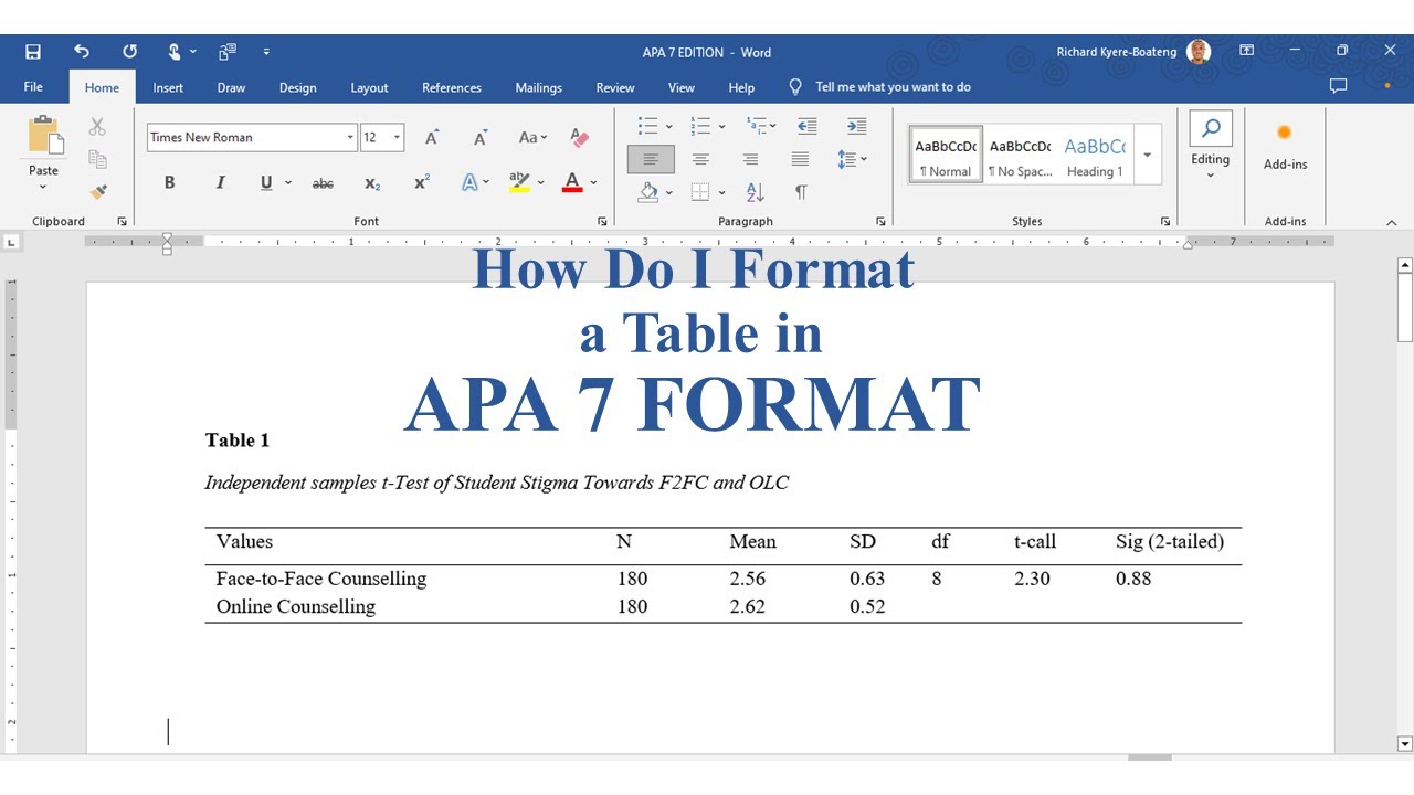 How do I format a table in APA 7 format? | TechTricksGh