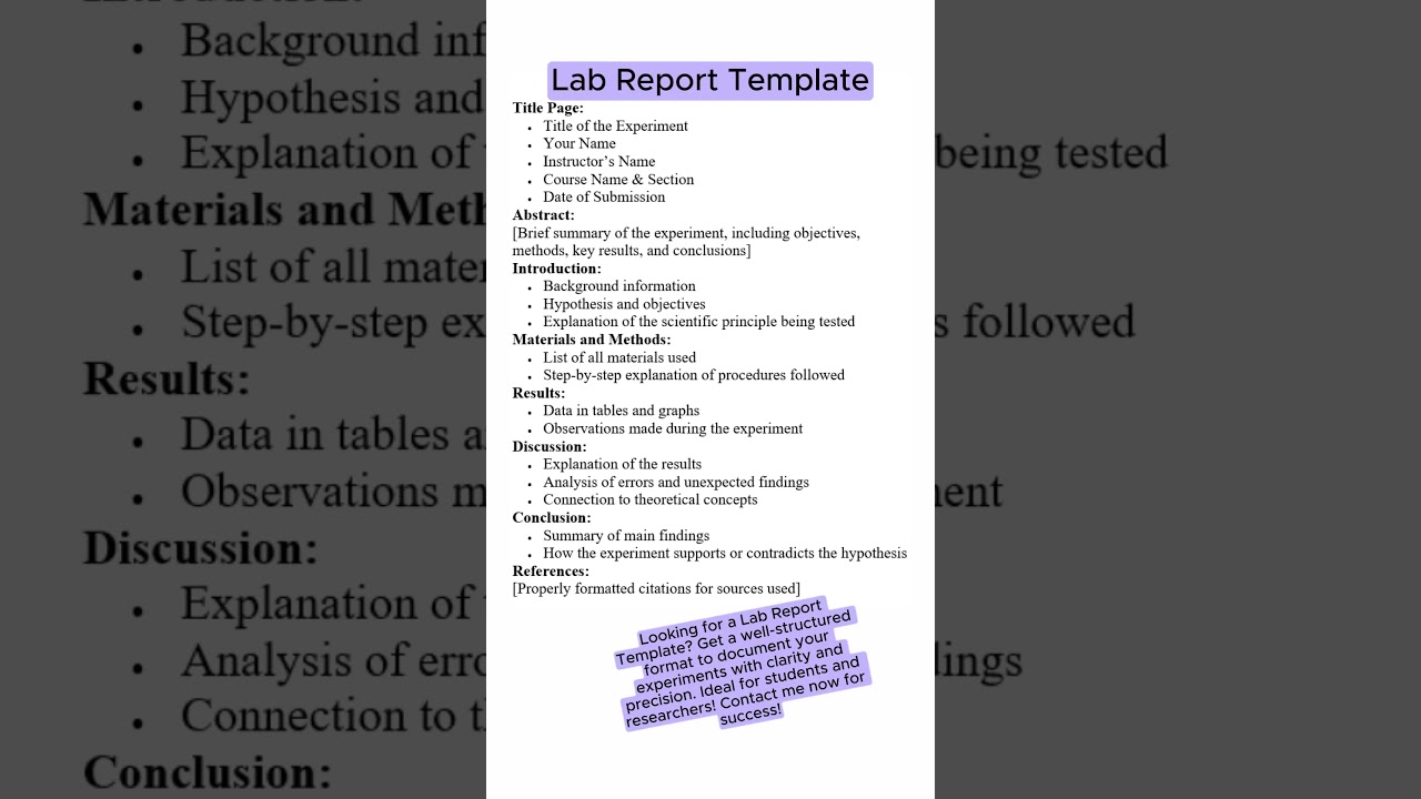 Lab Reports Templates #labreports #lab #labreport