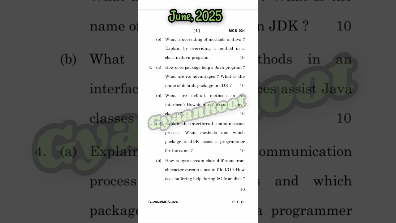 MCS-024: OBJECT ORIENTED TECHNOLOGIES AND JAVA PROGRAMMING #june2025 #mcs024 #mcs24 #mcs