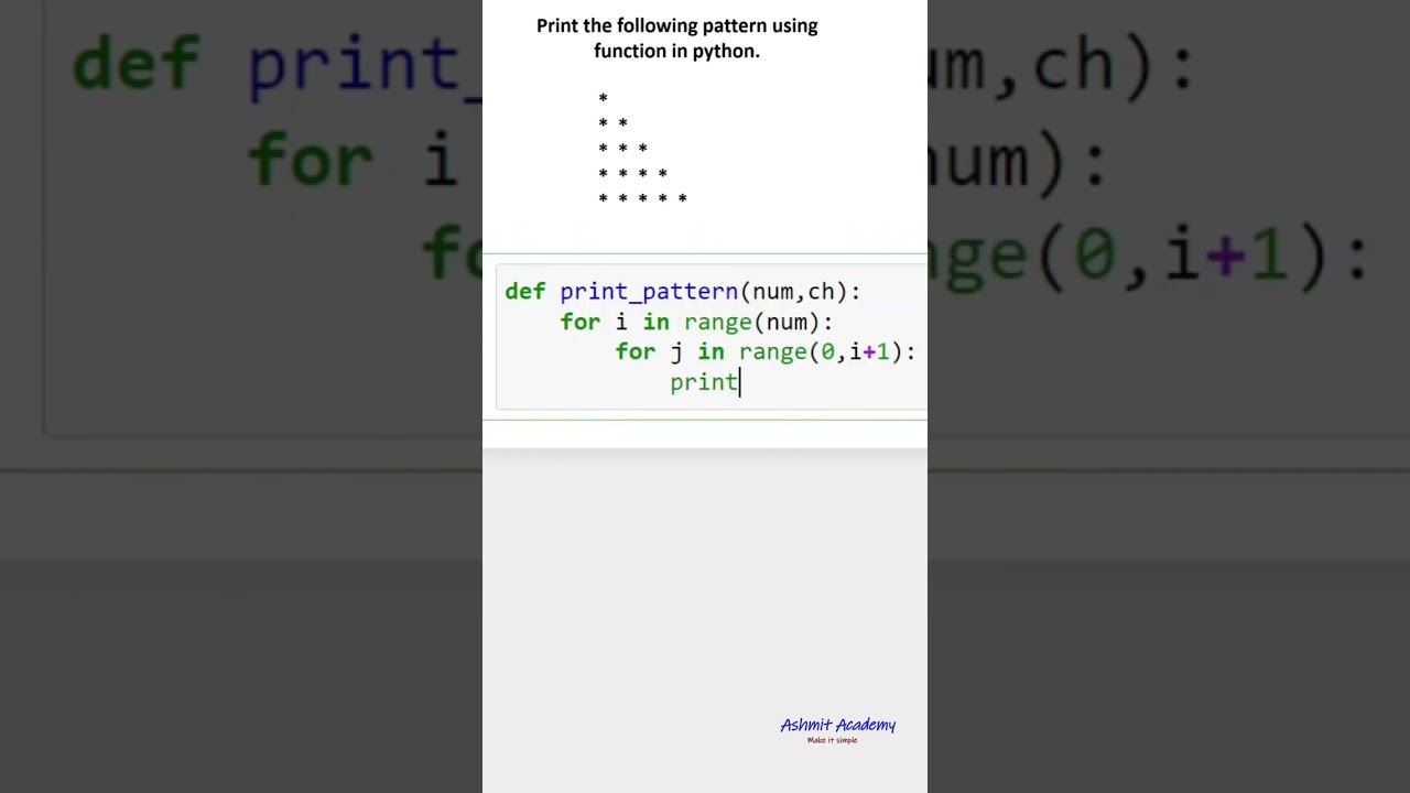 Print the following pattern in python ( python for beginners )