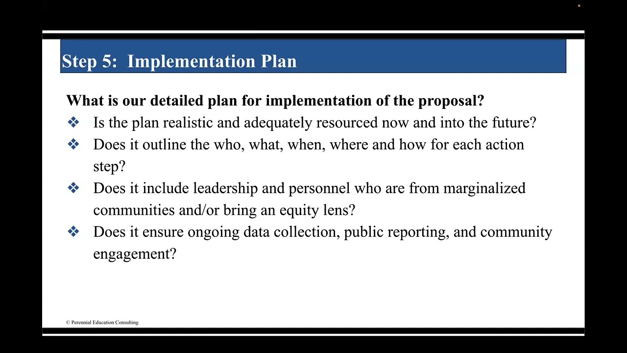 PDMT Step #5: Implementation Plan