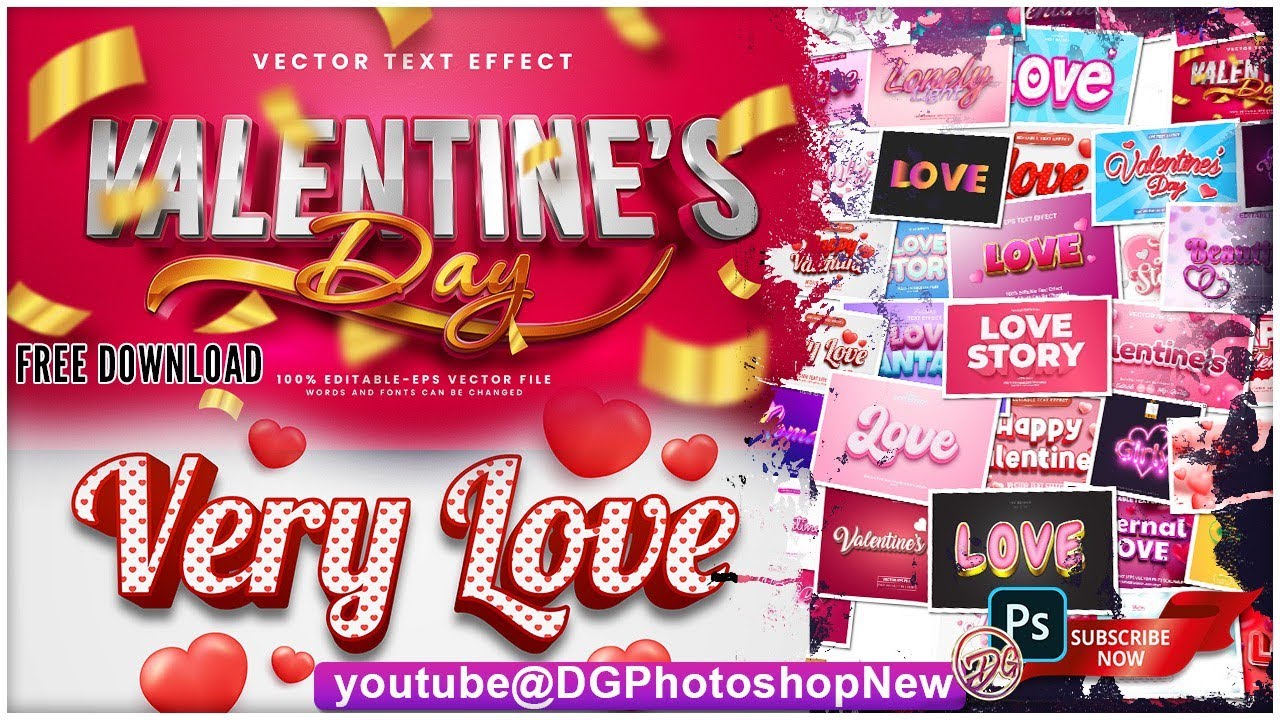 FREE 3D TEXT EFFECT | Romantic Valentines 3D Editable Text Effect In Vector Bundle