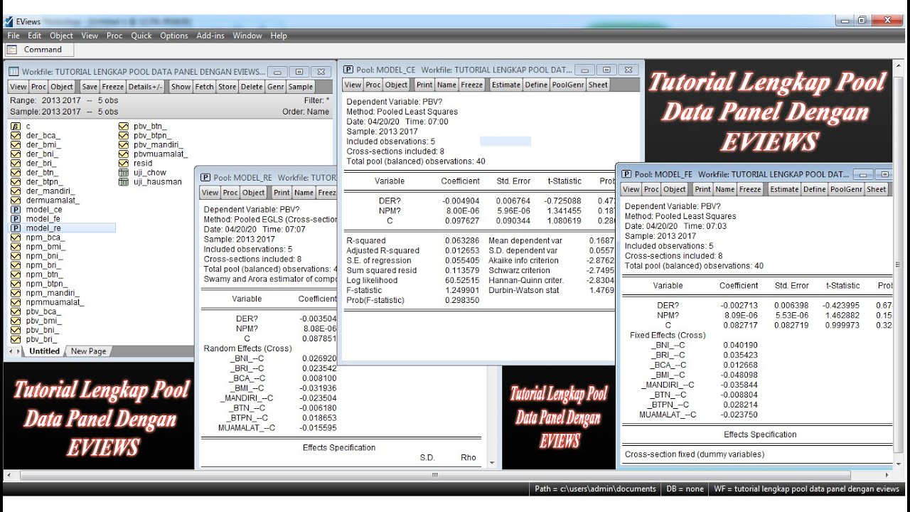 Tutorial Lengkap Pool Data Panel Dengan EVIEWS