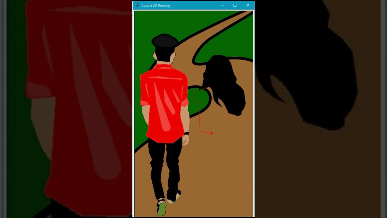 Couple 2D Animations Drawing in Python turtle ( Love )