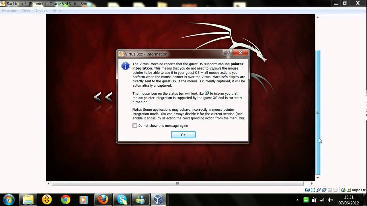How to install backtrack 5 in windows using virtualbox