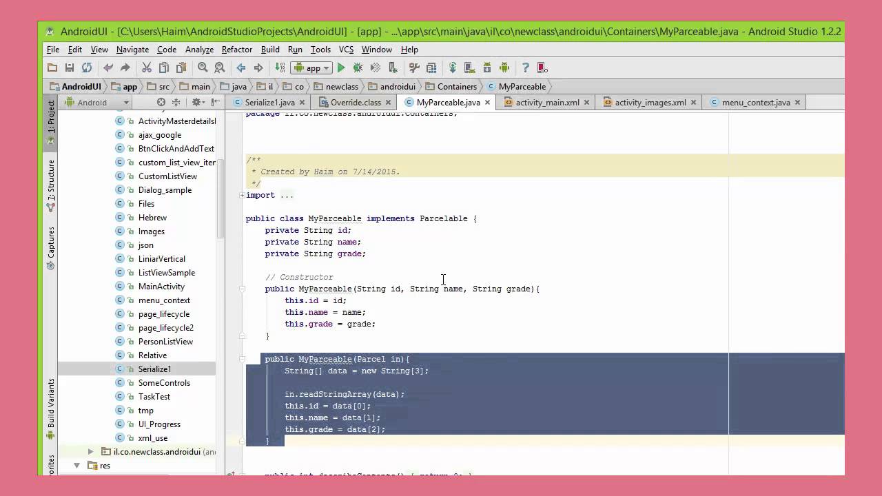 Android ArrayList Parceable