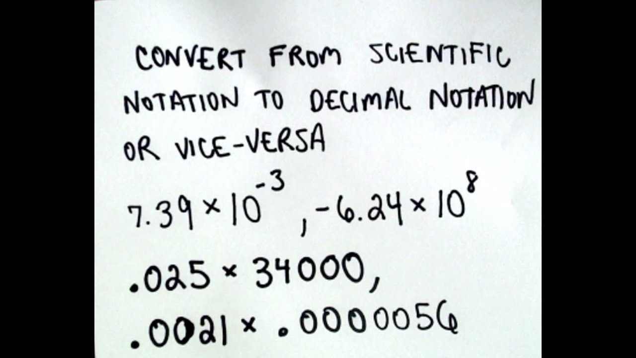 Converting Between Scientific Notation and Decimal Notation