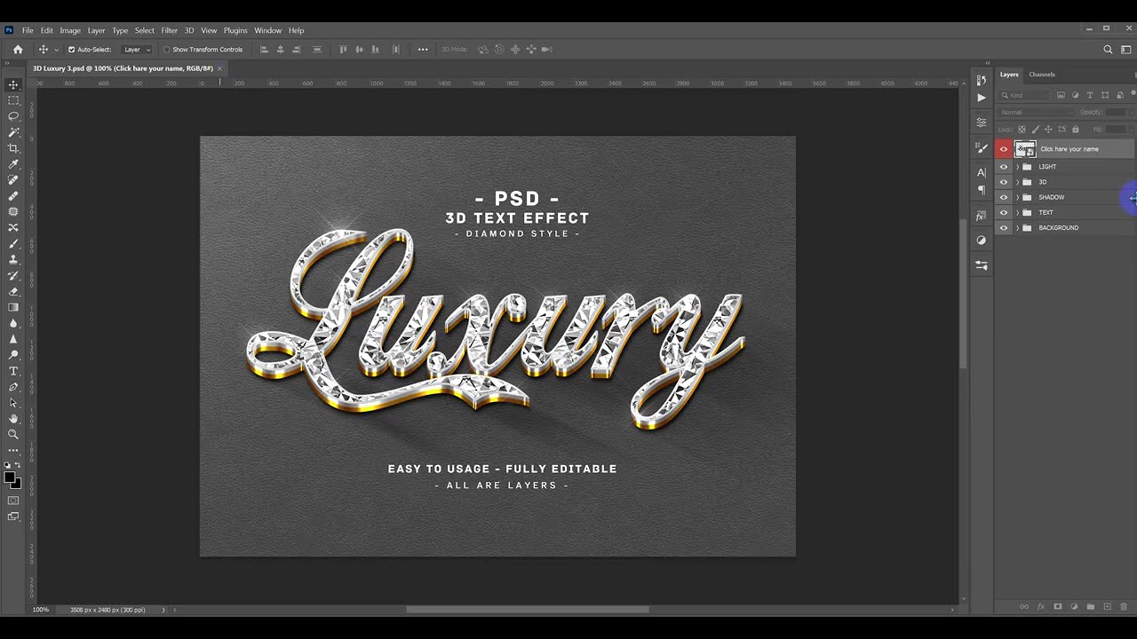 How to EDIT text effect PSD file in Adobe Photoshop