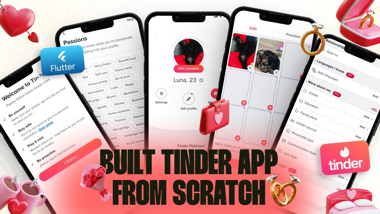 💘 Tinder Clone Dating App in Flutter | Complete Tutorial for Beginners & App Development Project