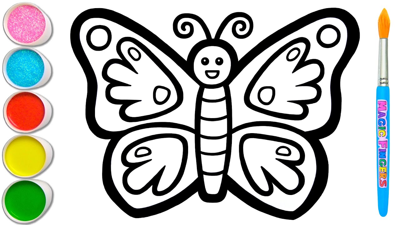 Monarch Butterfly Drawing, Painting, Coloring for Kids & Toddlers | How to Draw Paint Easy #230