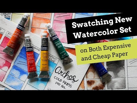 Swatching a New Watercolor Set on Expensive and Cheaper Paper