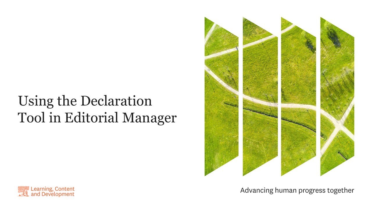 Elsevier: Using the Declaration Tool in Editorial Manager