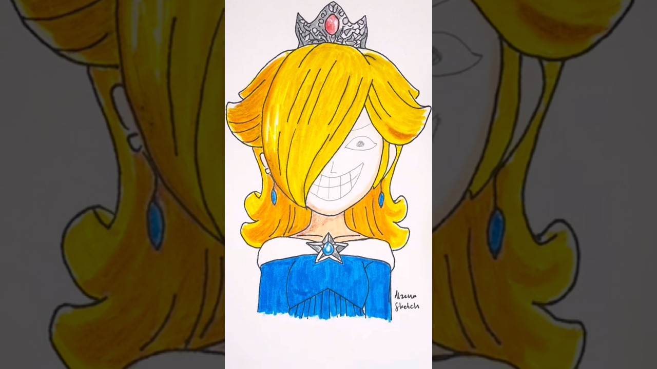 Drawing Princess Rosalina: Transformation of the Space Princess. #mario #shorts