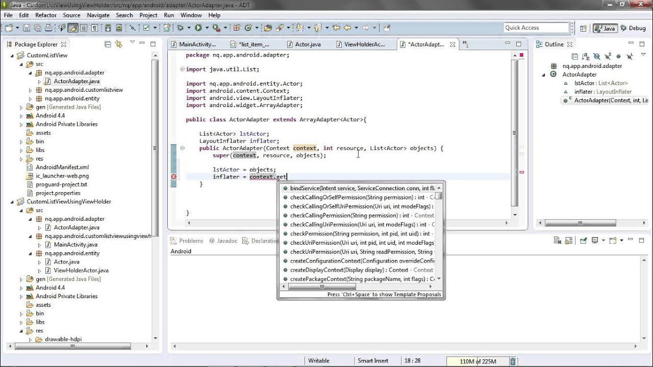 How to create custom listview using ViewHolder