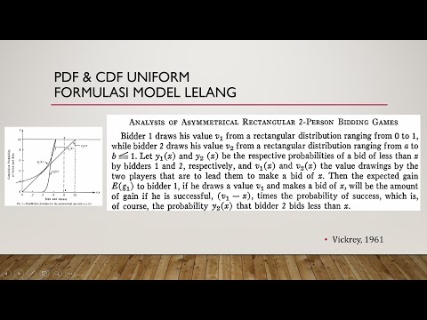 Model Teori Lelang (13): PDF dan CDF Uniform(2) & Formulasi Model Lelang Nilai Privat