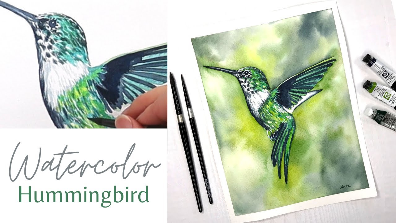 Watercolor Hummingbird Tutorial - Detailed Feathers Technique