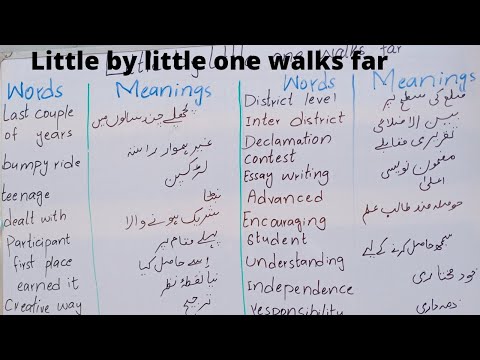 Little by little one walks far translation in urdu 10th class // Class 10th PTB // unit 7