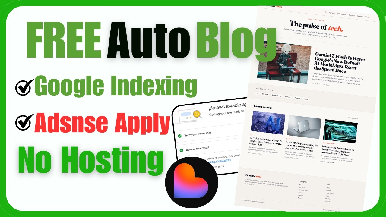I Built a FREE Auto Blogging Website (With Google Indexing + AdSense Approval) — Using Lovable AI