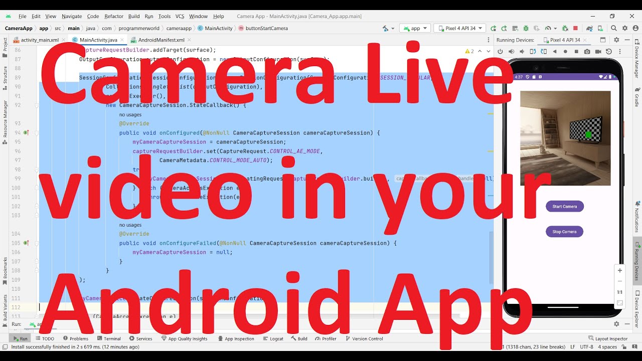 How to live stream video from camera using the new createCaptureSession API in Android App? - API 34