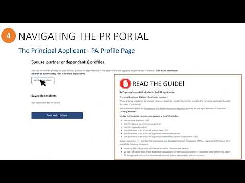 Step 4 - Navigating the PR Portal: Principal Applicant's Profile Page