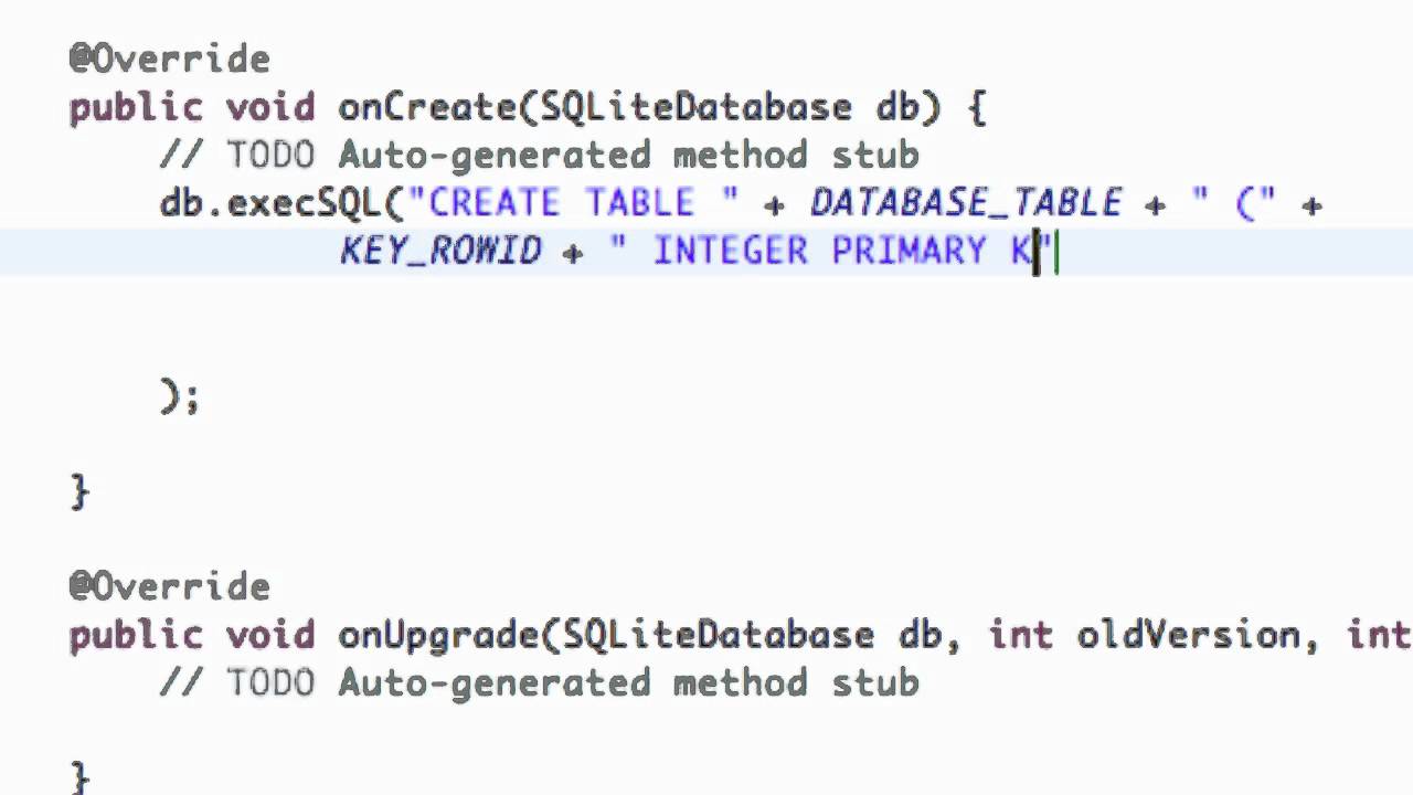 Android Application Development Tutorial - 114 - Creating SQLite Database