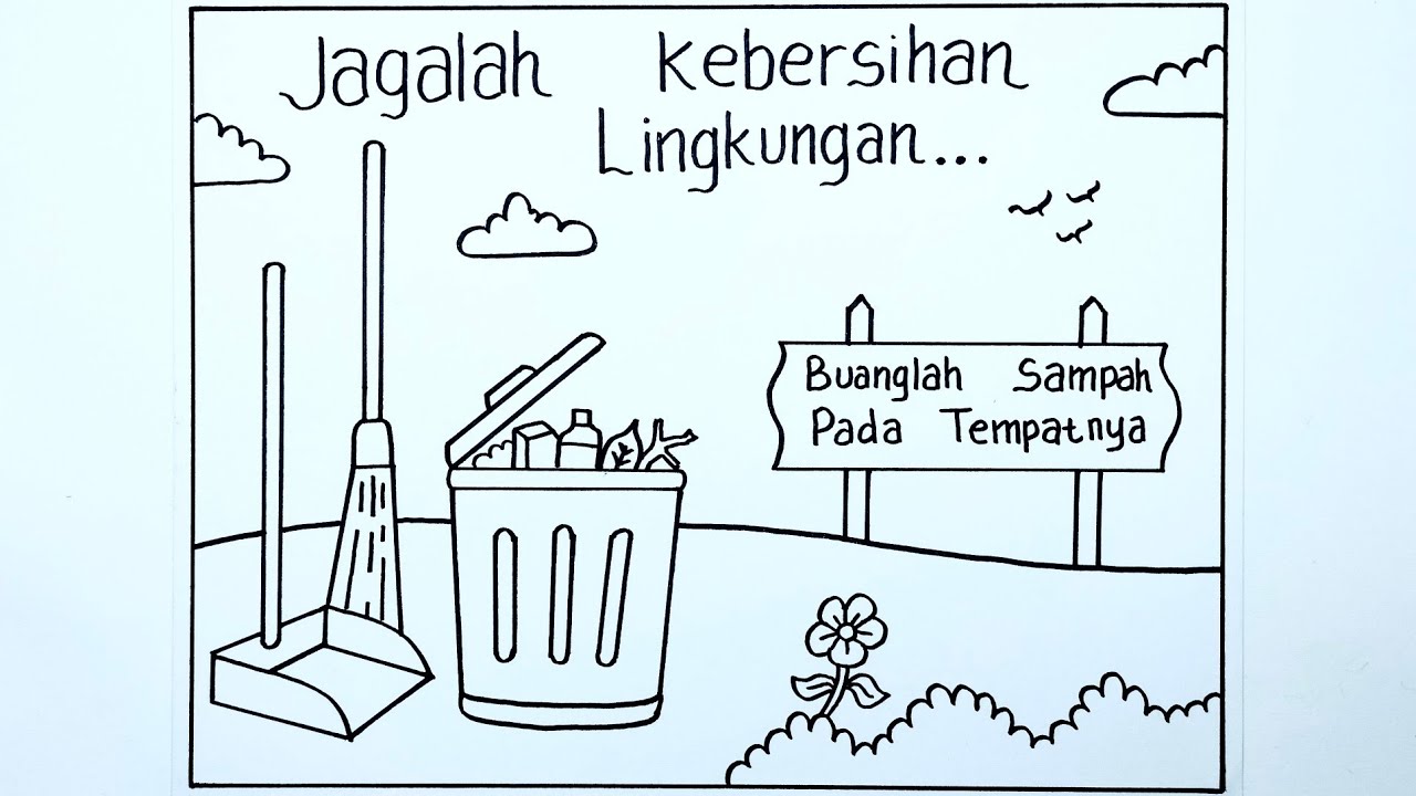 Cara menggambar poster lingkungan yang mudah 💚 Poster kebersihan lingkungan 🩵 Poster lingkungan