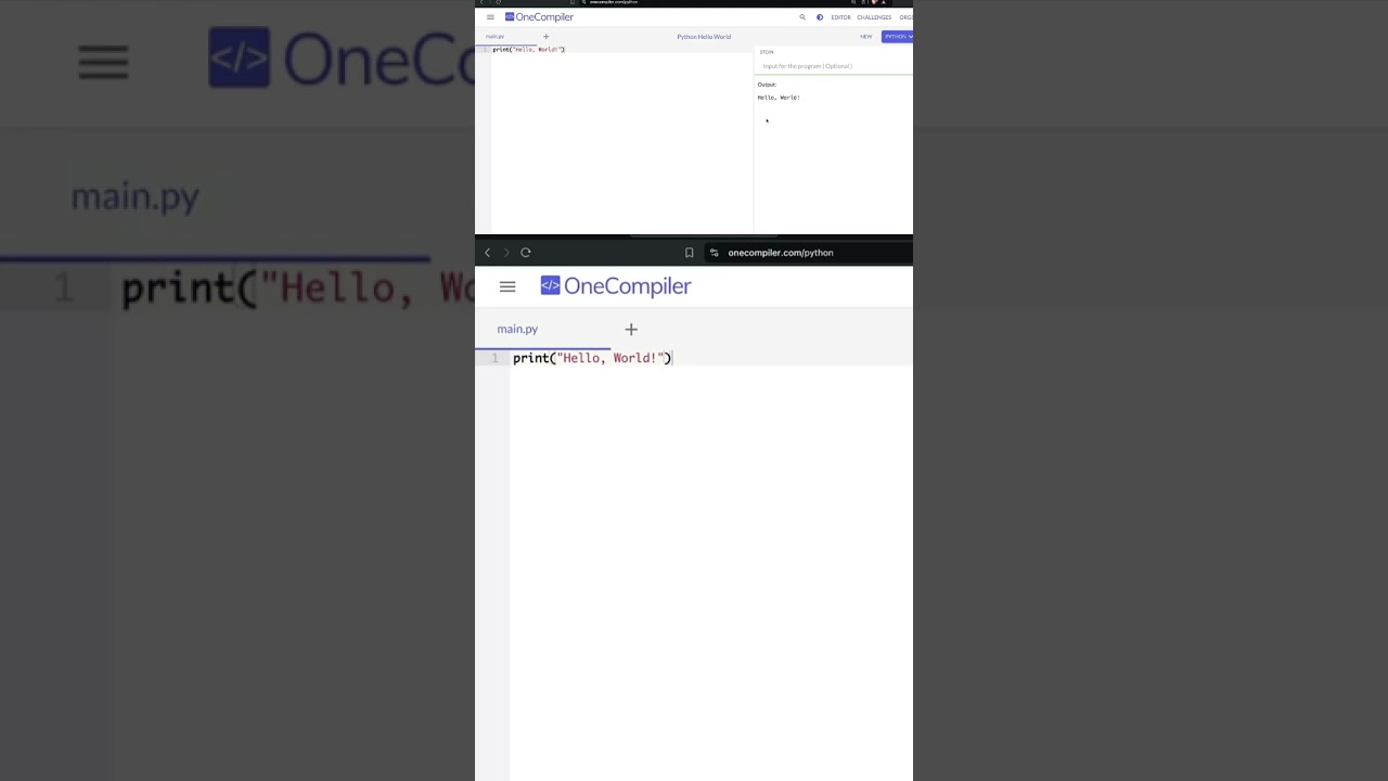 using online #OneCompiler for #Python #pythonforbeginners #pythonprogramming #pythontutorial