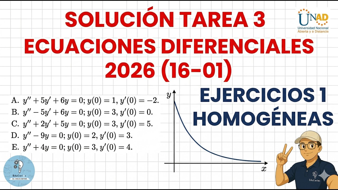 Tarea 3 Ecuaciones Diferenciales | Ejercicio 1 Ecuaciones diferenciales Homogéneas UNAD 2026 (16-01)