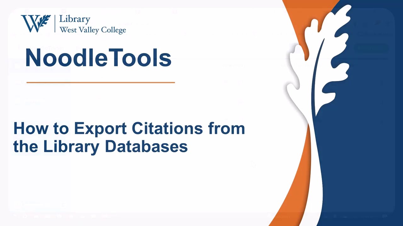 NoodleTools: How to Export Citations from the Library Databases
