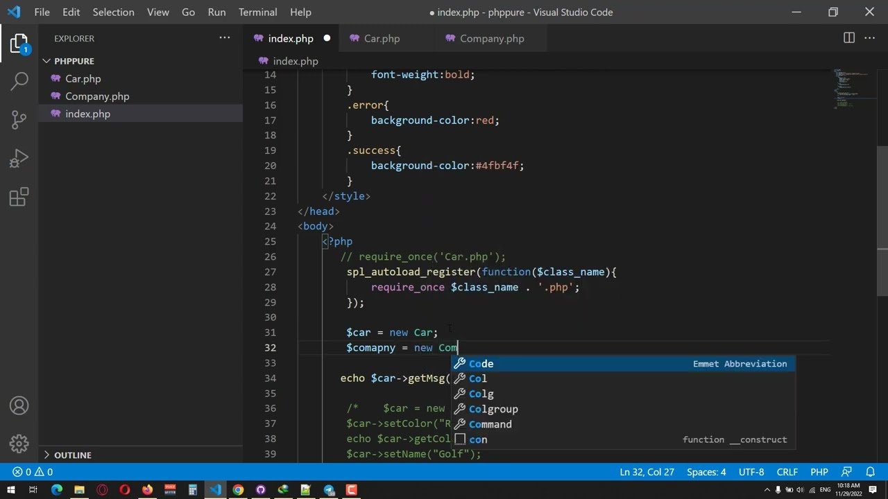 53- PHP Autoloading Classes
