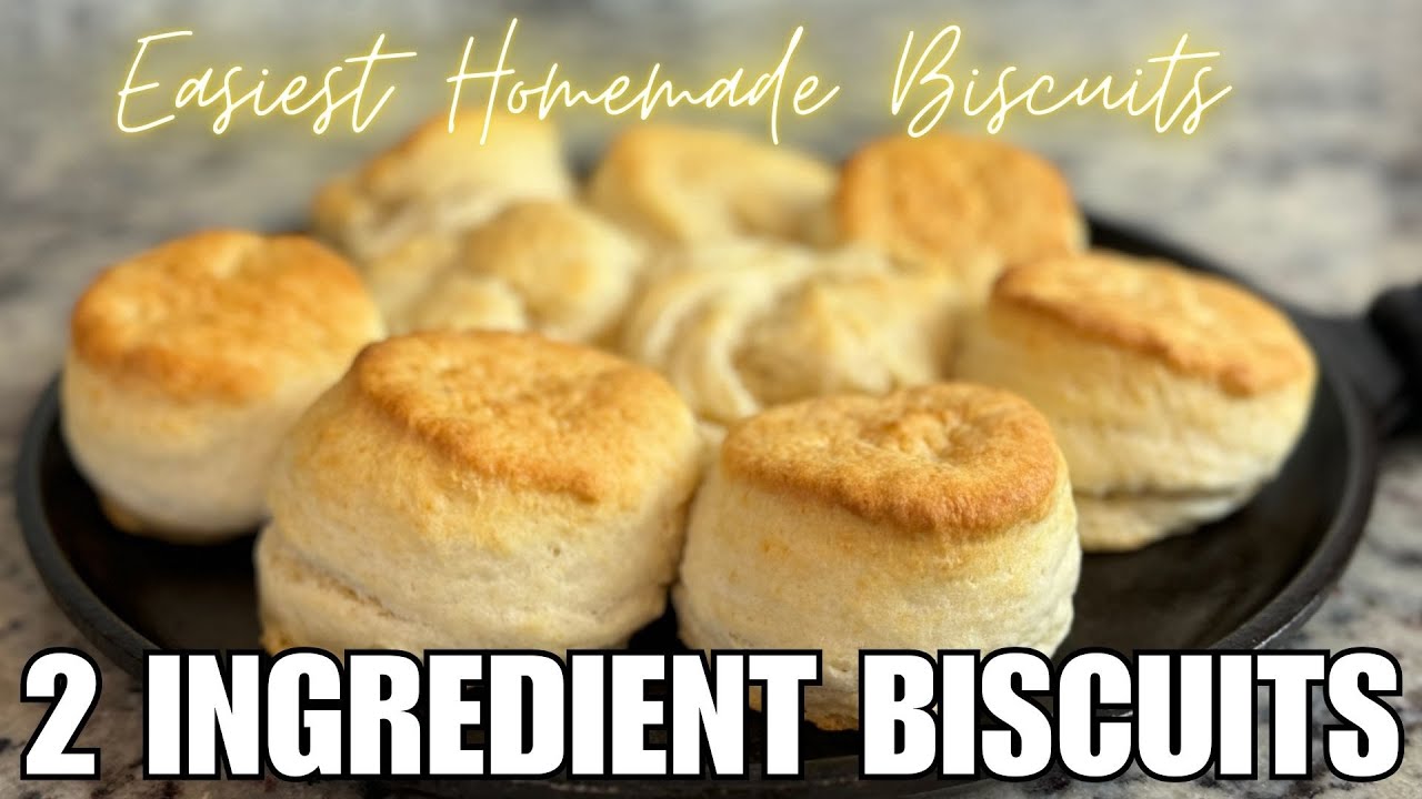 2 Ingredient Biscuits - Easiest Homemade Biscuit Recipe You Can Make - Cream Biscuits - 20 Minutes