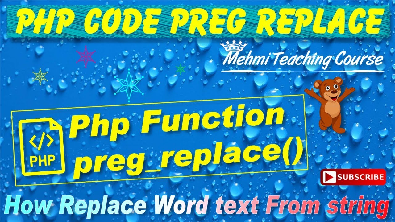 Php Function Replacing Word with preg_replace Code #mehmitech