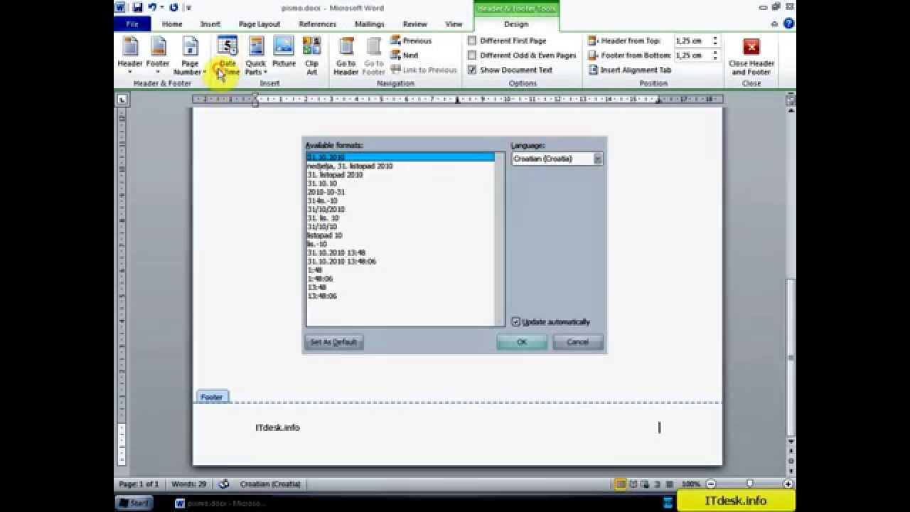Module 3 – Word Processing - exercise solution