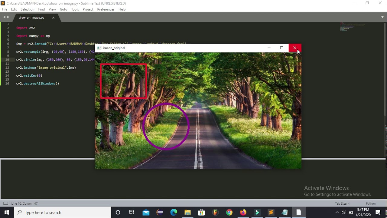 Python Tutorial - Draw shapes and Put text on an image using OpenCV in under 9 Minutes