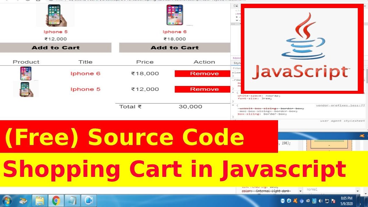 15th JavaScript Project - Shopping Cart Tutorial with Source Code