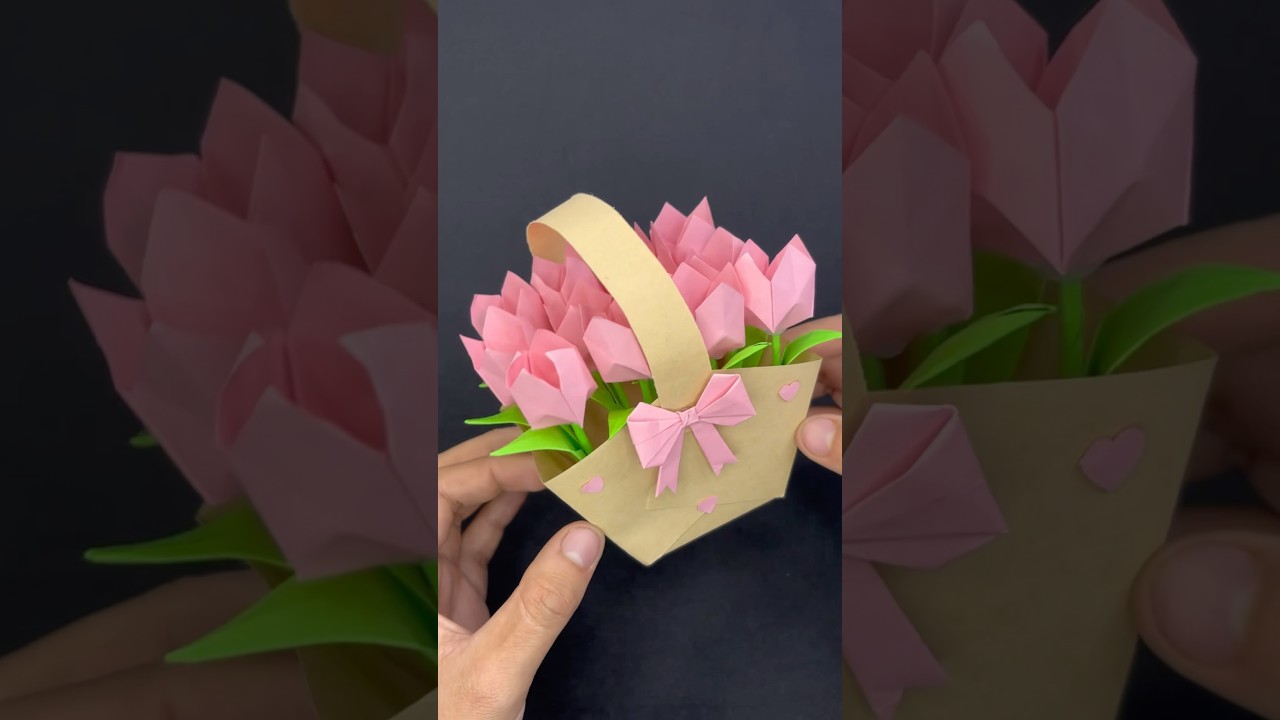 Mini canasta de tulipanes 🌷 qué otra cosita les gustaría que hiciera? ❤️❤️❤️