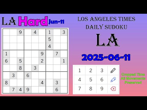 Los Angeles Times Daily Sudoku 2025-06-11 2173 Hard